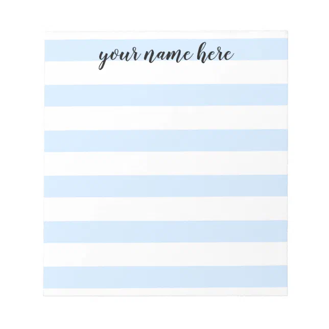 Blue Striped Personalized Notepad | Zazzle