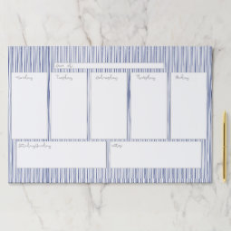 Blue Striped Weekly Calendar Large Tearaway Pad | Zazzle
