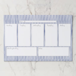 Blue Striped Weekly Calendar Large Tearaway Pad | Zazzle