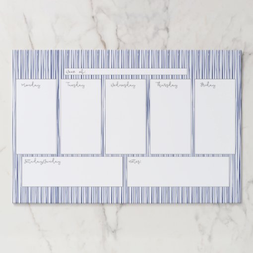 Blue Striped Weekly Calendar Large Tearaway Pad | Zazzle