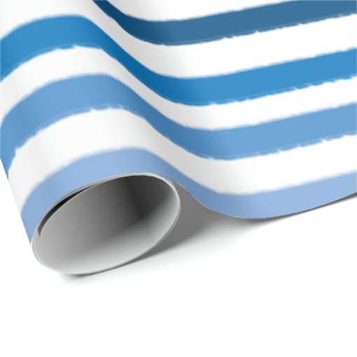 Blue Striped White Wrapping Paper | Zazzle