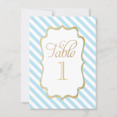 Blue Stripes Table Number | Zazzle