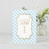 Blue Stripes Table Number | Zazzle