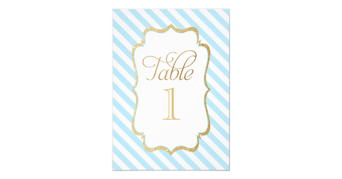 Blue Stripes Table Number | Zazzle.com