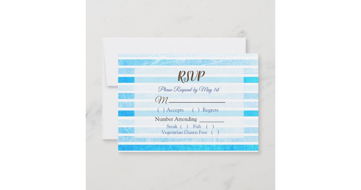 Blue Stripes Wedding RSVP card | Zazzle