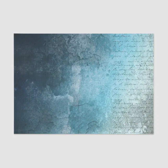 Blue Style Grunge Background with Script Tissue Paper | Zazzle