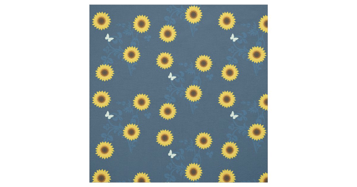 blue sunflower pattern fabric | Zazzle