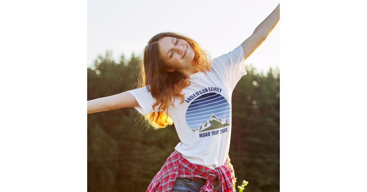 Blue Sunset Mountain Custom Family Reunion Women's T-Shirt | Zazzle