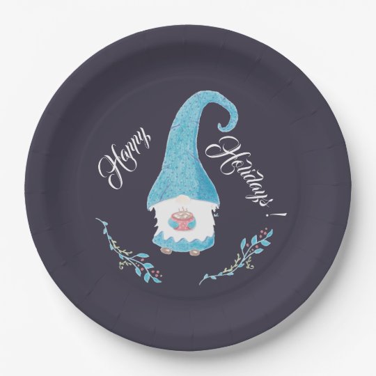 Blue Swedish Gnome Holiday Paper Plates | Zazzle.com