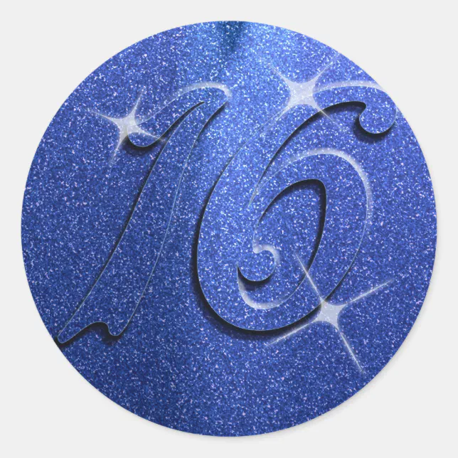 Blue Sweet Sixteen Birthday Party Stickers | Zazzle