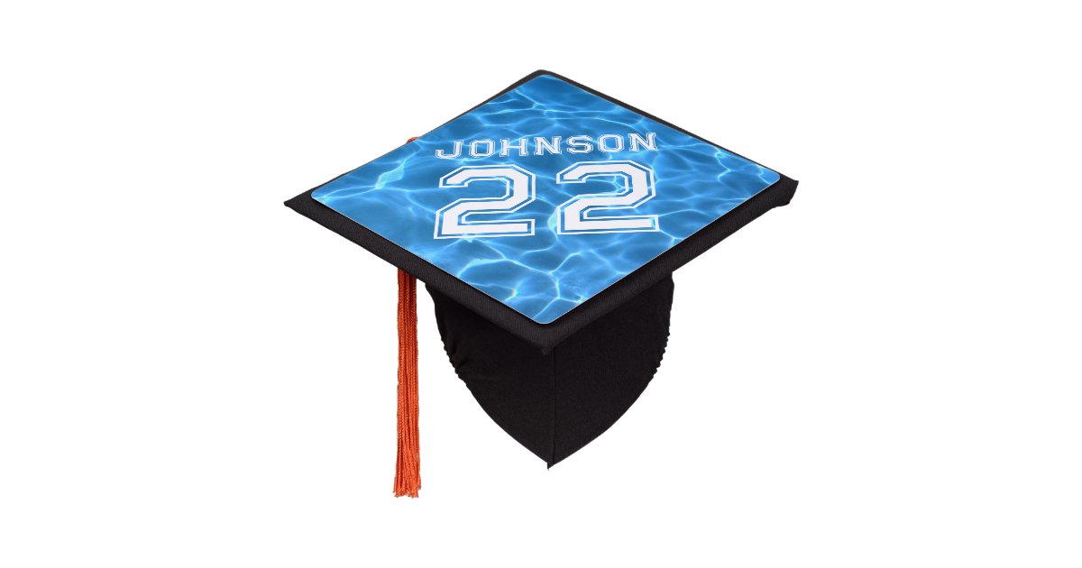 Blue Swimming Pool Sports Photo Graduation Cap Topper | Zazzle
