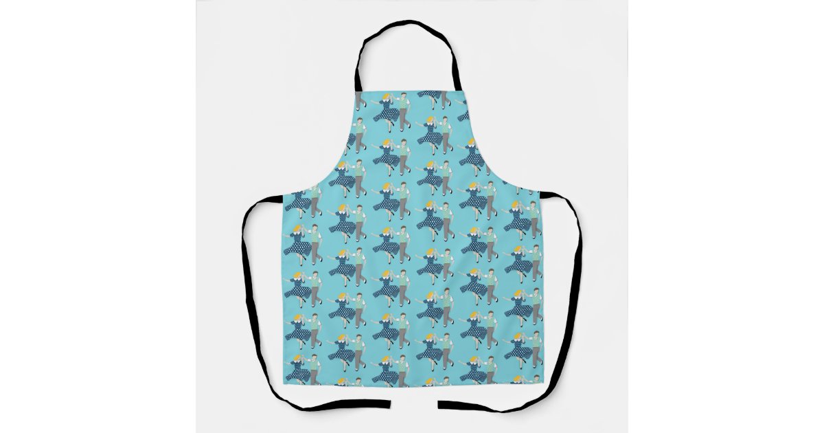 Blue Swing Dancing Couples Apron | Zazzle