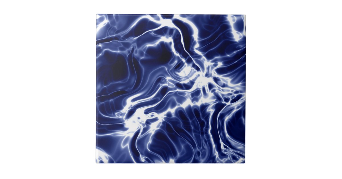Blue swirly pattern ceramic tile | Zazzle