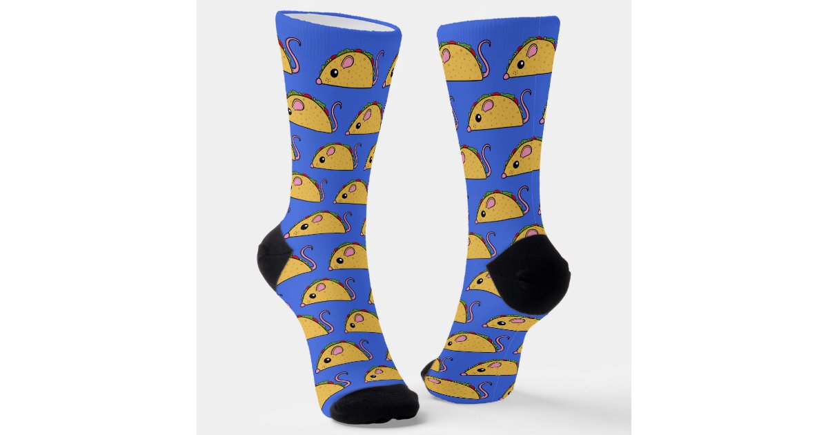 Blue Taco Rat Crew Socks | Zazzle