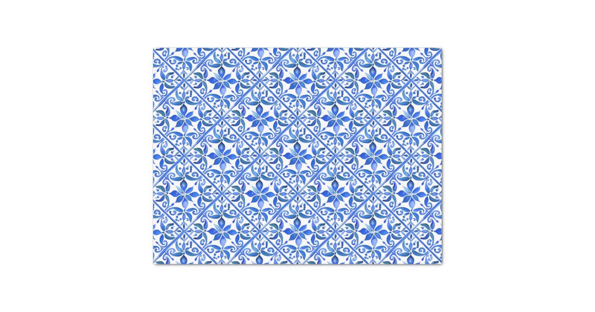 Blue Talavera Azul vintage Mexican Spanish tiles Tissue Paper | Zazzle