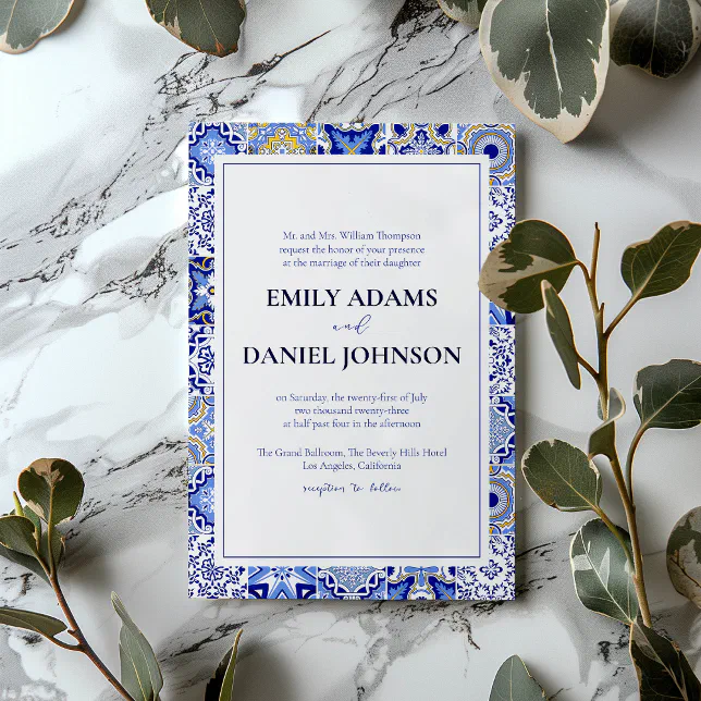 Blue Talavera Fiesta: A Spanish Mexican Wedding Invitation | Zazzle