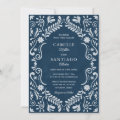 Blue Talavera Mexican QR Code Wedding Invitation | Zazzle
