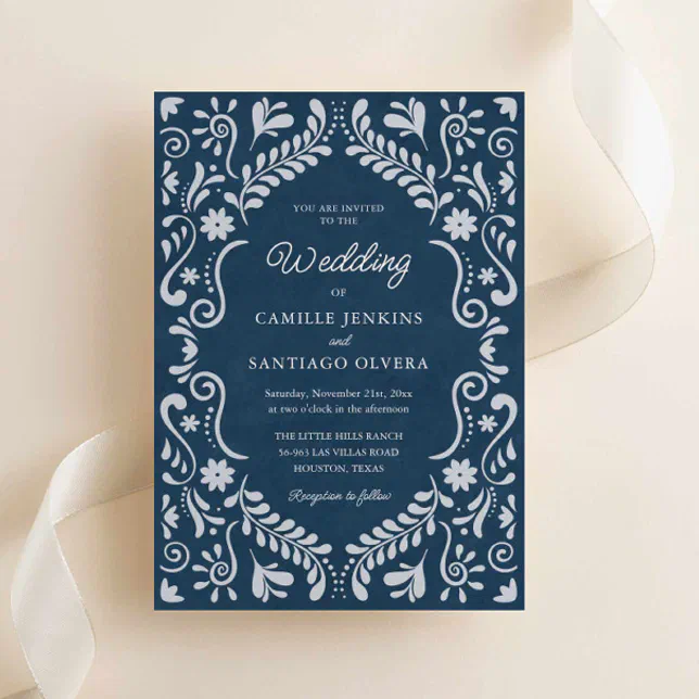 Blue Talavera Mexico Wedding Invitation | Zazzle