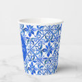 Blue Talavera Spanish tiles monogram wedding Paper Cups | Zazzle