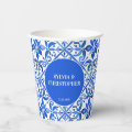 Blue Talavera Spanish tiles monogram wedding Paper Cups | Zazzle