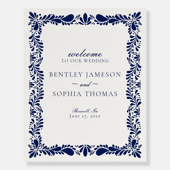 Blue Talavera Tile Spanish Fiesta Wedding Welcome Foam Board | Zazzle