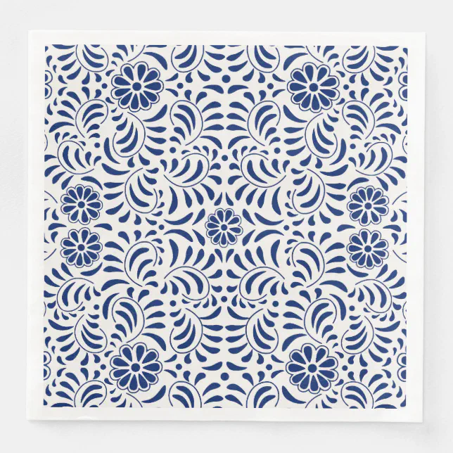 Blue Talavera Tile Spanish Style Fiesta Paper Dinner Napkins | Zazzle