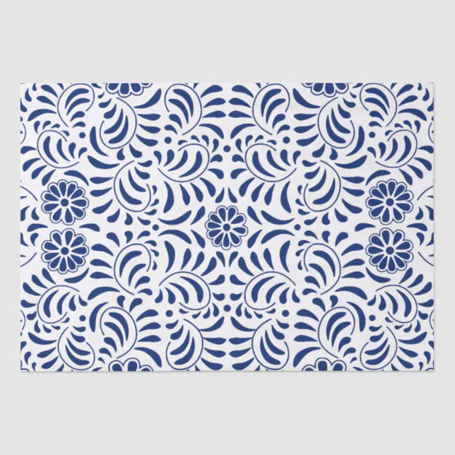 Blue Talavera Tile Spanish Style Fiesta Tissue Paper | Zazzle
