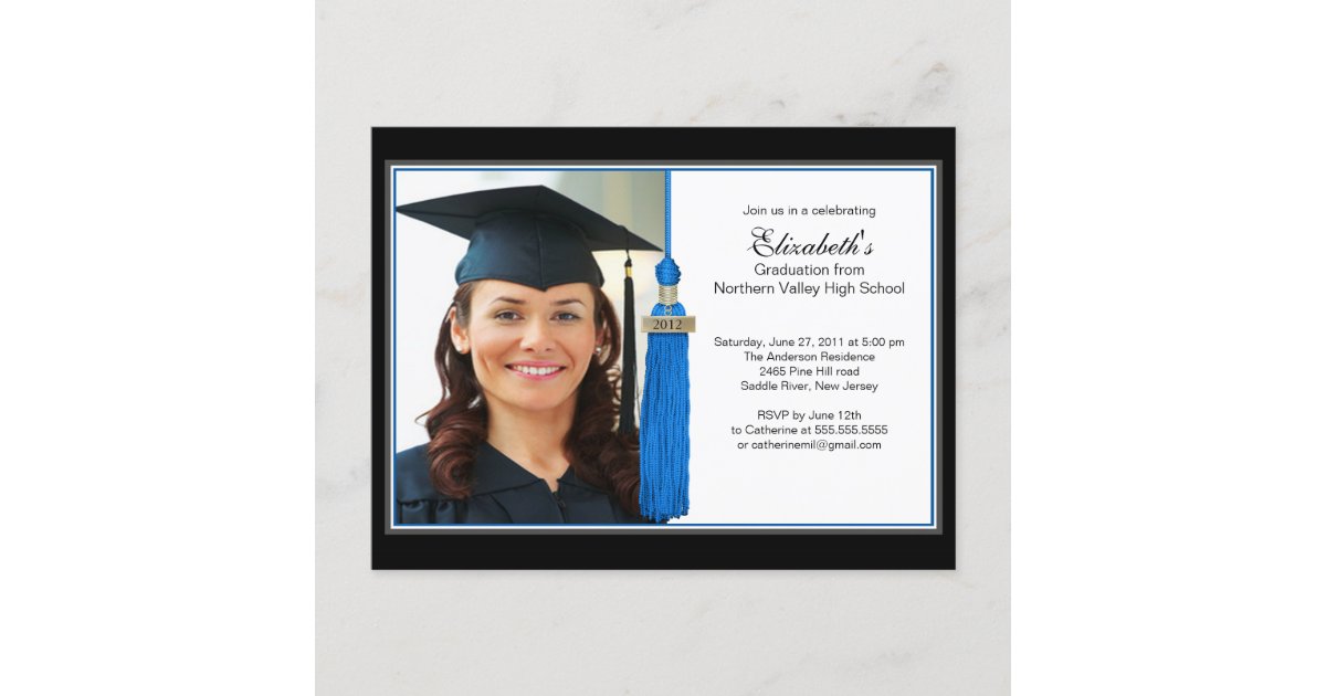 Blue Tassel Photo Graduation Party Invitation | Zazzle