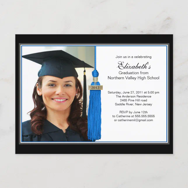 Blue Tassel Photo Graduation Party Invitation | Zazzle