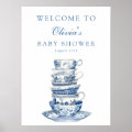 Blue Tea Party Baby Shower Welcome Sign | Zazzle