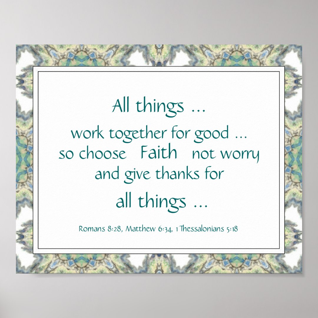 Blue Teal Bible Scripture Encouragement Quotes Poster | Zazzle
