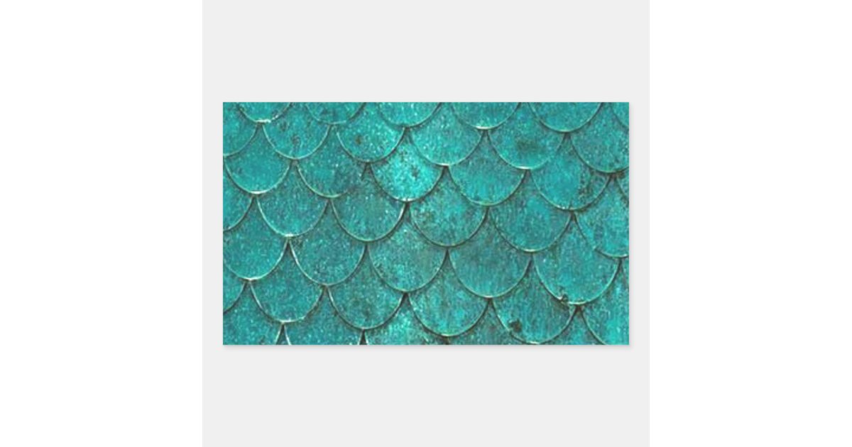 Blue Teal Mermaid Scales Rectangular Sticker | Zazzle