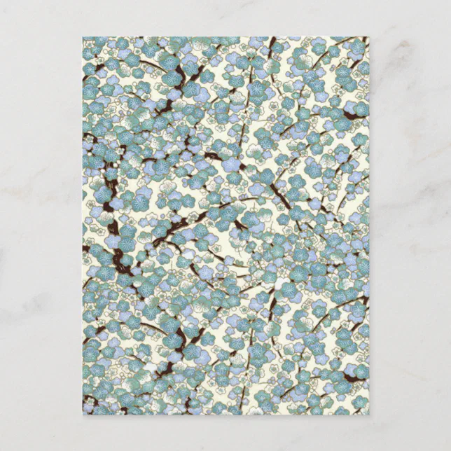 Blue Teal Sakura Fine Vintage Japanese Floral Postcard | Zazzle