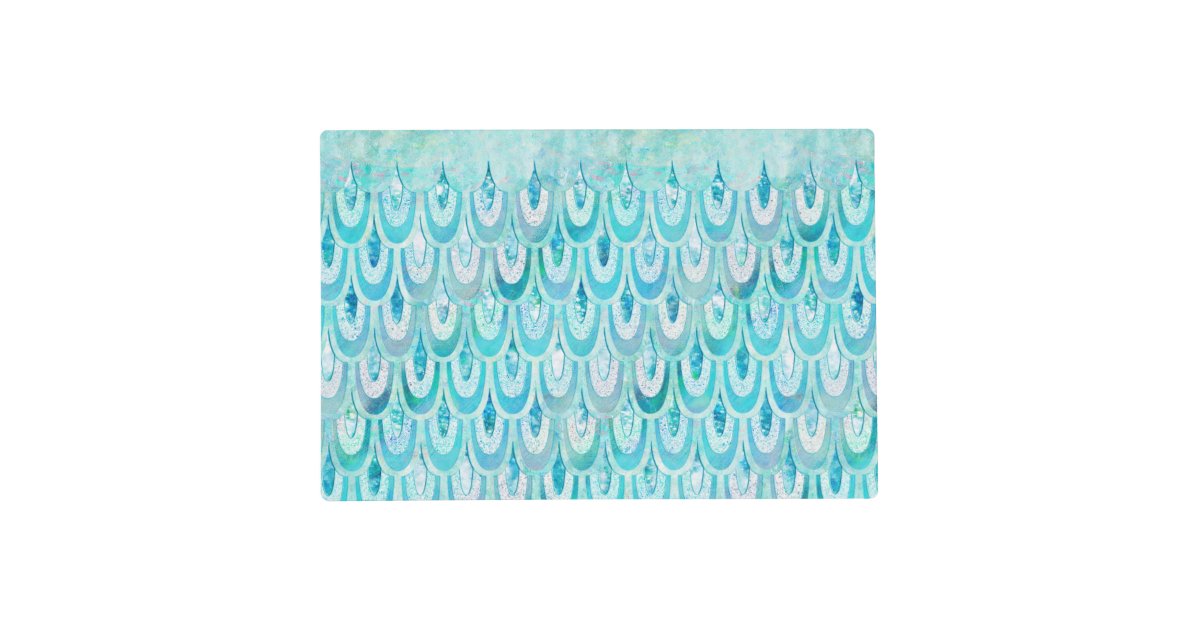 Blue Teal Shiny Mermaid Scales Fish Scales Placemat | Zazzle