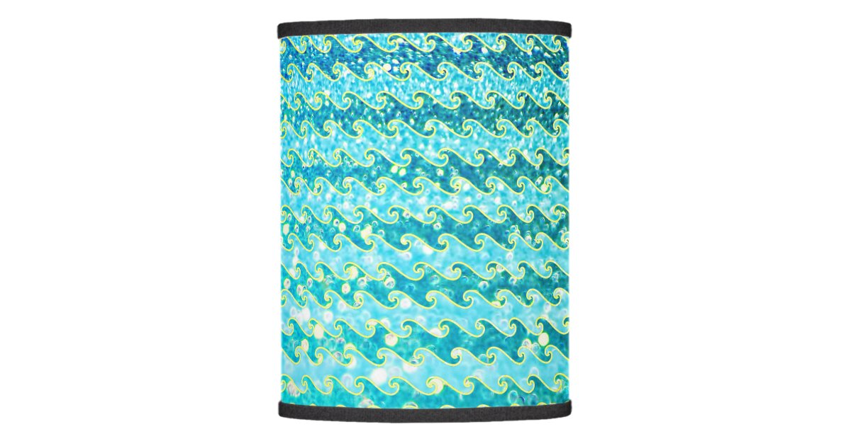 Blue Teal Sparkle Ocean Mermaid Waves Pattern Lamp Shade | Zazzle