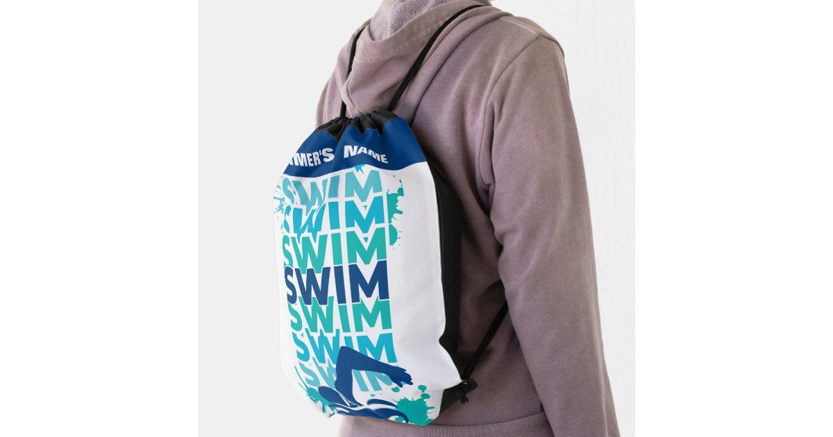 Blue Teal Swim Athlete's Swimming Drawstring Bag | Zazzle