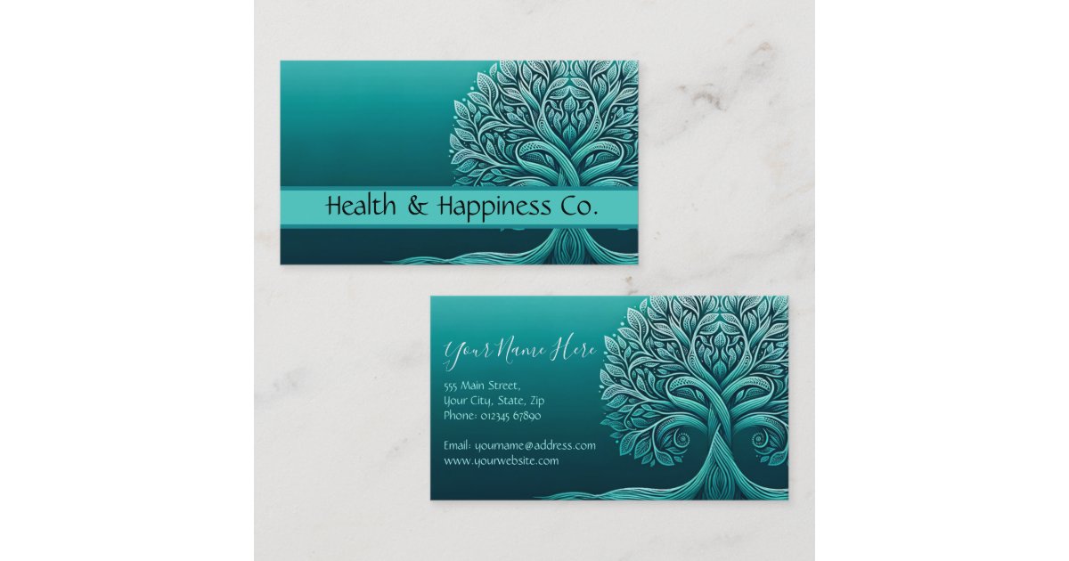 Blue Teal Tree of Life Business Card | Zazzle