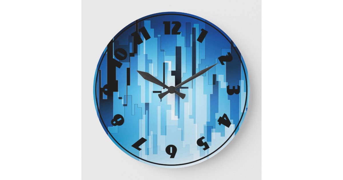 Blue Tech Art Clock | Zazzle