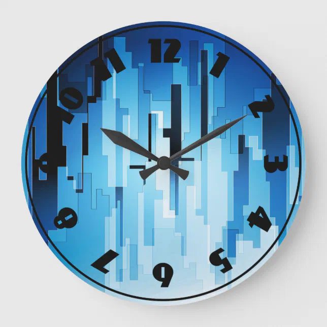 Blue Tech Art Clock | Zazzle