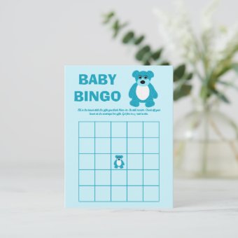 Blue Teddy Bear Baby Shower Bingo Game Cards | Zazzle