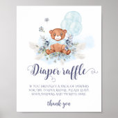 Blue Teddy Bear Balloon Diaper Raffle Poster | Zazzle