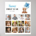 Blue Teddy Bear Birthday Photo Milestone Sign | Zazzle