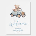 Blue Teddy Bear Boy Baby Shower Welcome Sign | Zazzle