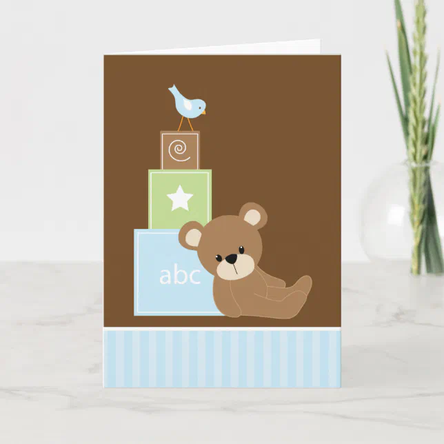 Blue Teddy Bear Card | Zazzle