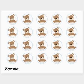 Blue Teddy Bear Classic Round Sticker | Zazzle