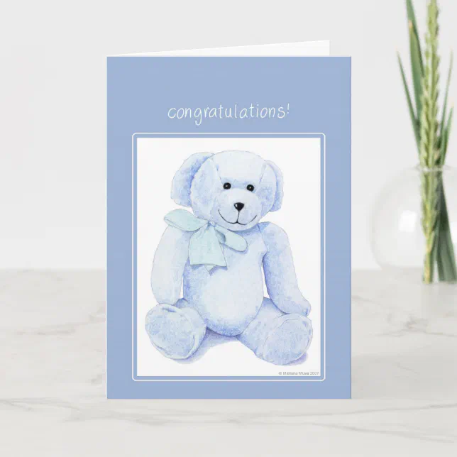 Blue Teddy Bear Congratulations Card | Zazzle