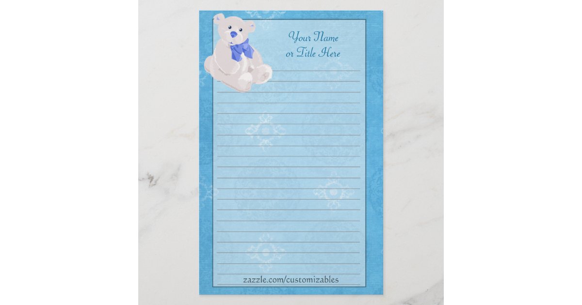 Blue Teddy Bear Stationery | Zazzle