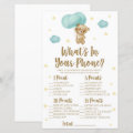 Blue Teddy Bear What's In Phone Baby Shower Game | Zazzle