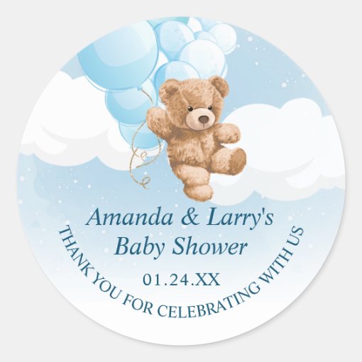 Blue Teddy Bear with Balloons Sticker | Zazzle