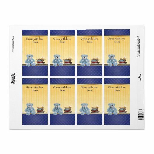 Blue Teddy Bring a Book Baby Shower Bookplates | Zazzle